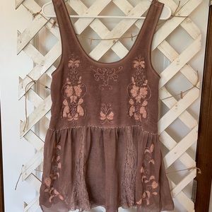 Forever 21 | Tops | Beaded And Lace Mauve Tank Top | Poshmark
